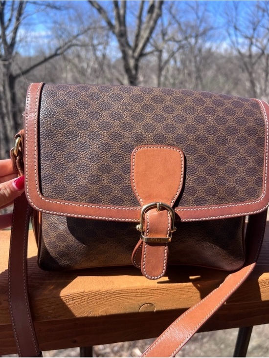Celine | Bags | Vintage Celine Brown Triomphe Monogram Crossbody Bag In ...